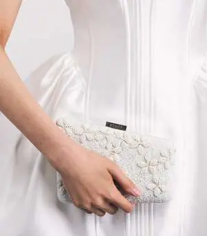 Staud Beaded Carmella Clutch - White
