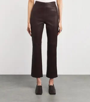 Nour Hammour Leather Cropped Capri Trousers