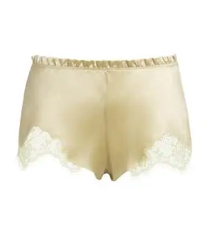 Carine Gilson Silk Lace-trimmed Louise Shorts - Yellow