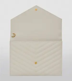 Saint Laurent Monogram Matelassé Envelope Clutch - White