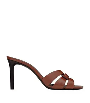 Saint Laurent Leather Tribute Heeled Mules 85 - Orange