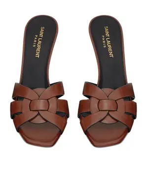 Saint Laurent Leather Tribute Heeled Mules 85 - Orange