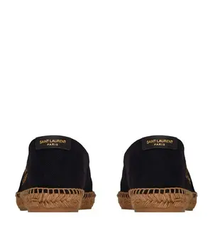 Saint Laurent Embroidered Logo Espadrilles - Black