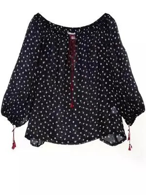 MERCI Polka Dot Print Sheer Blouse