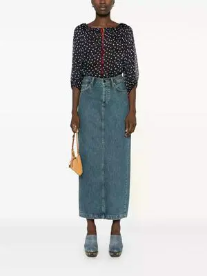 MERCI Polka Dot Print Sheer Blouse