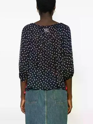 MERCI Polka Dot Print Sheer Blouse
