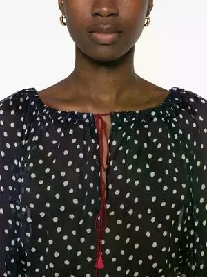 MERCI Polka Dot Print Sheer Blouse