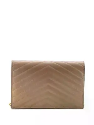 Saint Laurent Classic Monogram Wallet On Chain Matelasse Chevron Leather Small Crossbody Bag