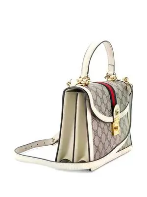 Gucci Ophidia Flap Top Handle Small Satchel Gg Coated Canvas