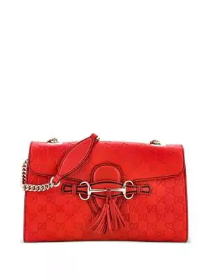 Gucci Emily Chain Flap Bag Sisma Leather Medium - Red