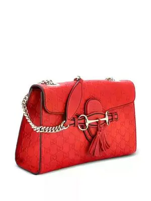 Gucci Emily Chain Flap Bag Sisma Leather Medium - Red