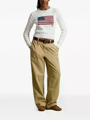 Polo Ralph Lauren Cable-knit Flag Sweater - White