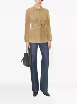 Tory Burch Belted Suede Jacket - Brown