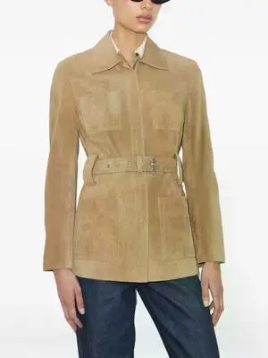 Tory Burch Belted Suede Jacket - Brown