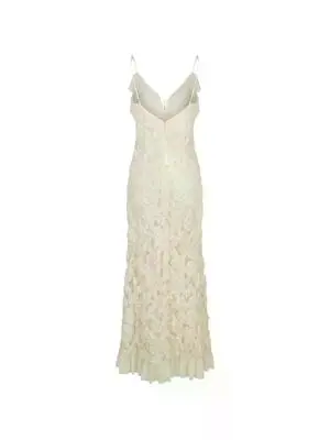 NISSA Floral Embroidery Maxi Dress - Neutrals