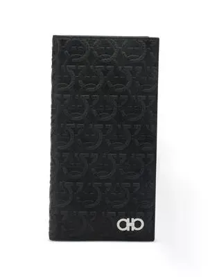 FERRAGAMO Gancini Embossed-leather Cardholder - Black