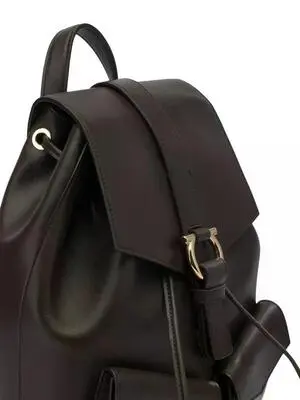 FERRAGAMO Gancini Plaque Leather Backpack - Brown