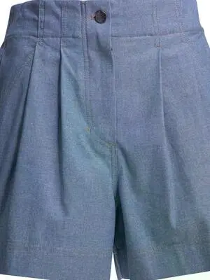 Moncler Pleated High-waisted Shorts - Blue