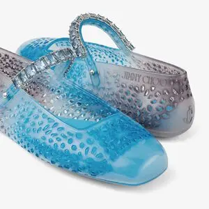 JIMMY CHOO Jelly Ballerina Flats With Crystal Embellishment - Denim/denim