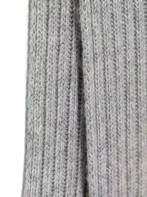 Karl Lagerfeld Ribbed-knit Logo-patch Scarf - Grey