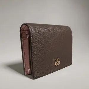 Gucci Bi-color Gg Marmont Small Wallet Leather - Brown