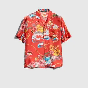 Gucci Printed Silk Twill Bowling Shirt - Red