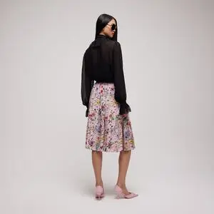 Gucci Printed Silk Pleated Midi Skirt - Pink