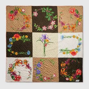 Gucci Printed Silk Shawl - Brown