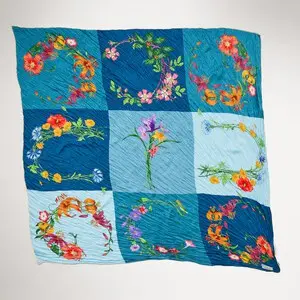 Gucci Printed Silk Shawl - Blue