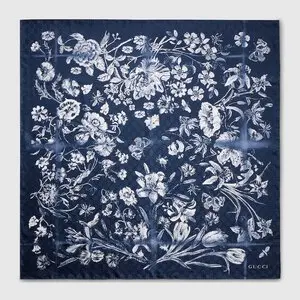 Gucci Printed Silk Jacquard Carr - Blue