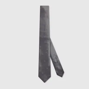 Gucci Double G Silk Jacquard Neck Tie - Grey