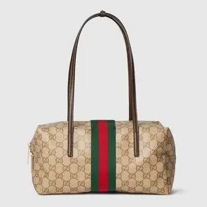 Gucci Melrose Medium Boston Bag Gg Canvas - Beige