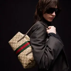 Gucci Melrose Medium Boston Bag Gg Canvas - Beige