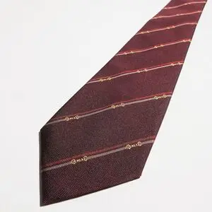 Gucci Diagonal Horsebit Silk Jacquard Tie - Red