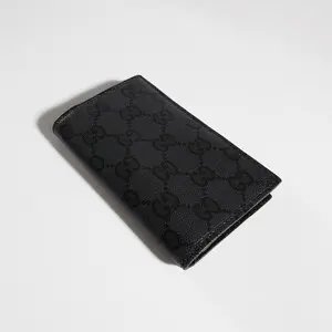 Gucci Essence Classic Card Case Original Gg Fabric - Black