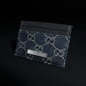 Gucci Card Case With Plaque Fabric - Blue
