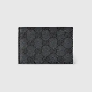Gucci Essence Classic Card Case Original Gg Fabric - Black