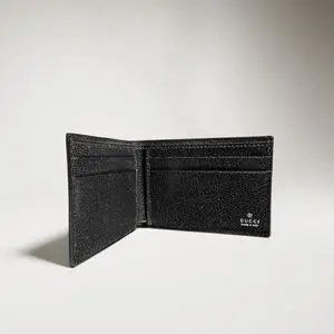 Gucci Essence Classic Bi-fold Wallet Original Gg Fabric - Black
