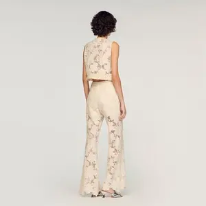 Sandro Floral Guipure Lace Crop Top