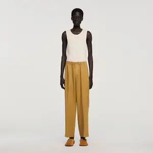 Sandro Wide-leg Linen Trousers - Nut