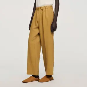 Sandro Wide-leg Linen Trousers - Nut