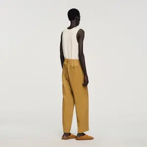 Sandro Wide-leg Linen Trousers - Nut