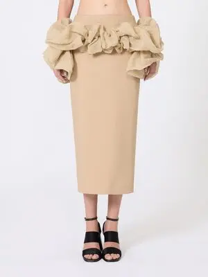 Max Mara Viscose Jersey Midi Skirt With Ruffles