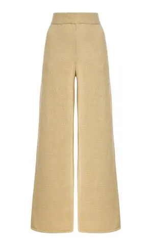 ZULU & ZEPHYR La Isla Lurex Knit High-waist Pants - Gold