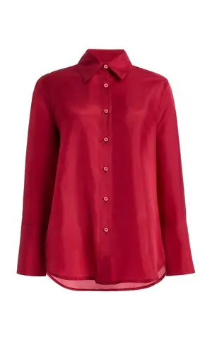 La Veste Silk Satin Shirt - Red