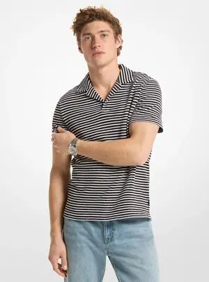 Michael Kors Johnny Striped Jacquard Polo Shirt In Size By
