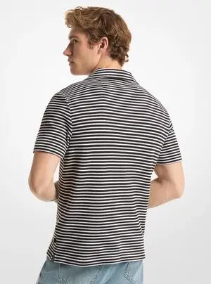 Michael Kors Johnny Striped Jacquard Polo Shirt In Size By