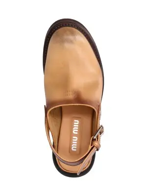 Miu Miu Clog "foule" In Antiqued Calfskin - Brown