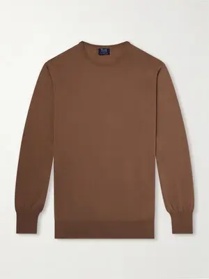 William Lockie Merino Wool Crew Neck Sweater - Brown