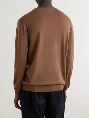 William Lockie Merino Wool Crew Neck Sweater - Brown